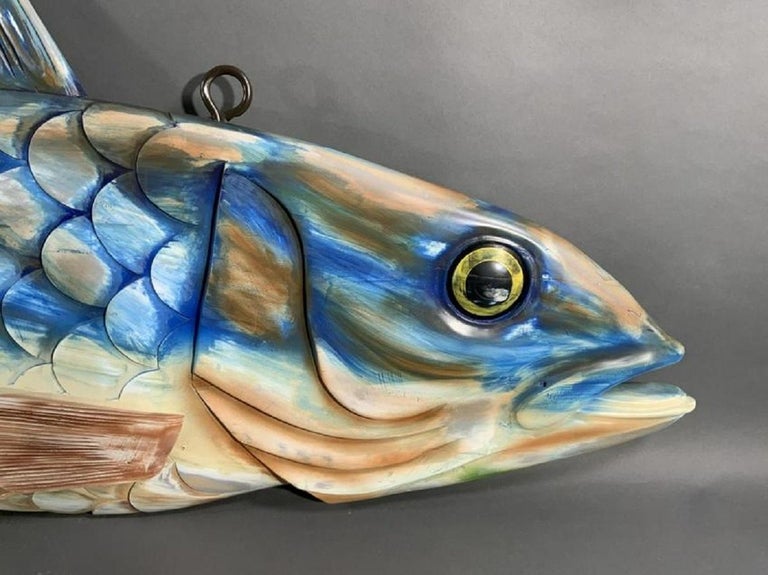 Six Foot Carved Wood Fish For Sale at 1stDibs