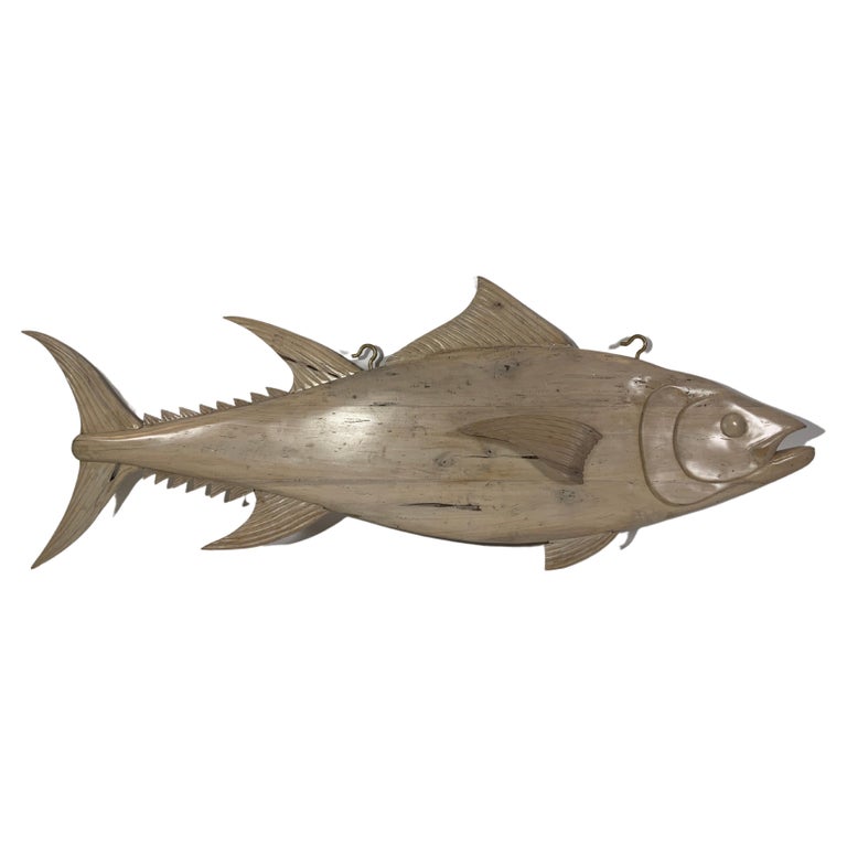Six Foot Carved Wood Tuna Fish For Sale at 1stDibs