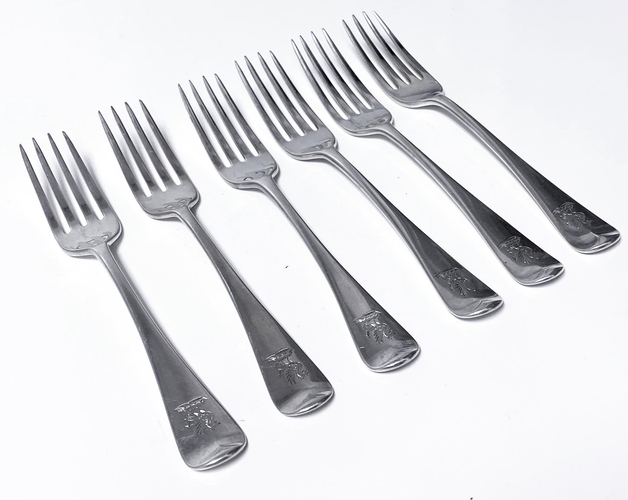 Six Georgian Silver Old English Lunch Dessert Forks London 1809 ...