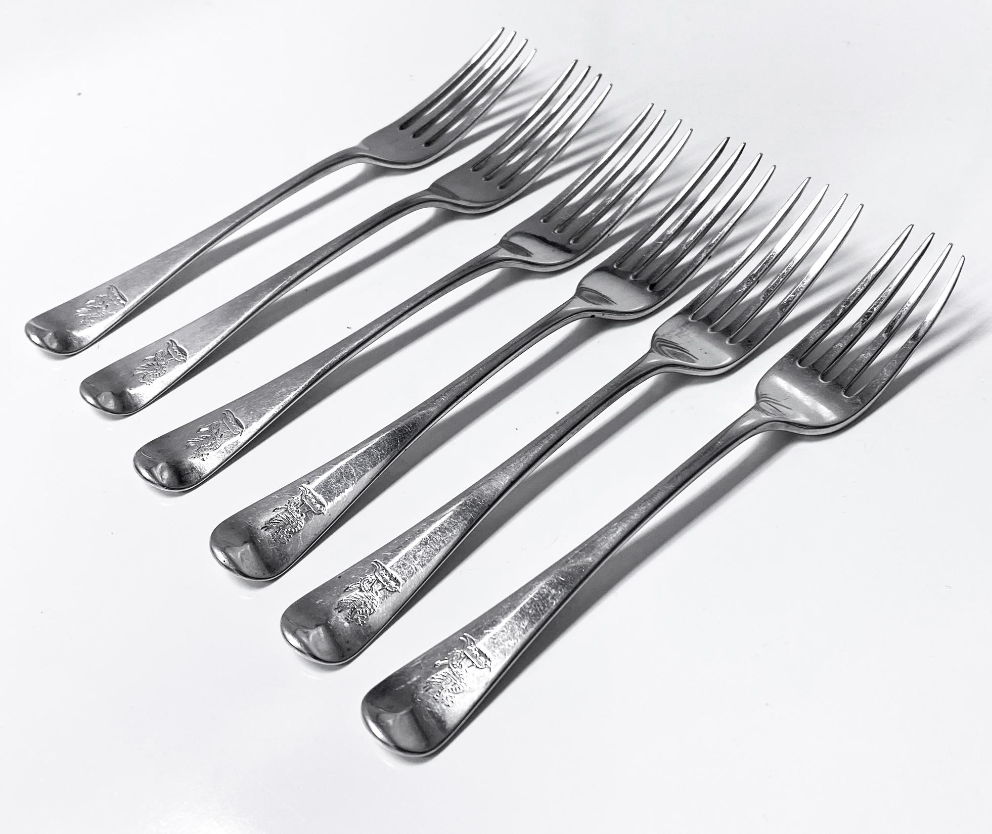 Six Georgian Silver Old English Lunch Dessert Forks London 1809 ...