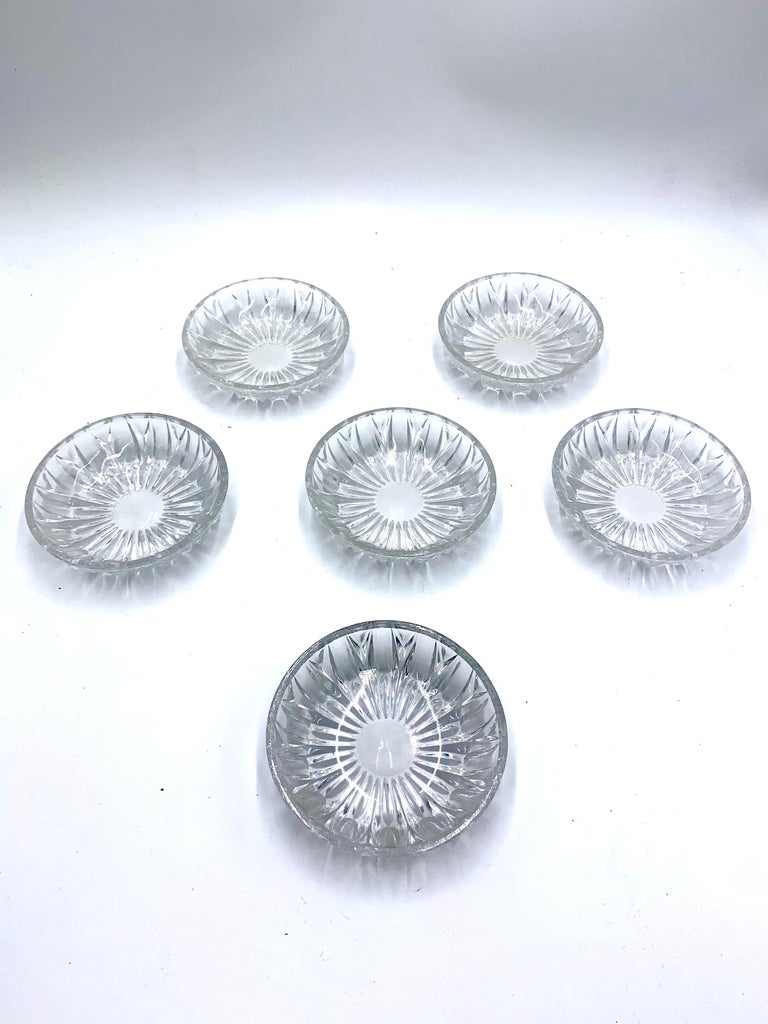 Six Glass Small Coasters, Poland, 1960s For Sale at 1stDibs