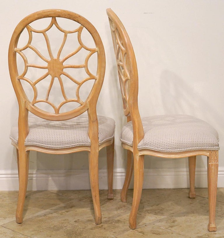 Six Hepplewhite Style White Painted Spiderweb Back Dining Chairs, 20th ...