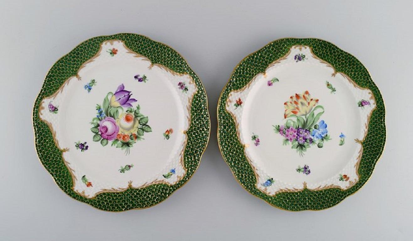 Six Herend Dinner Plates in Hand-Painted Porcelain, Dated 1941 at 1stDibs