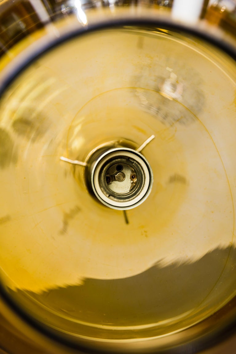 Six Kalmar Pendant Lights, Amber Glass Leather, 1970 at 1stDibs