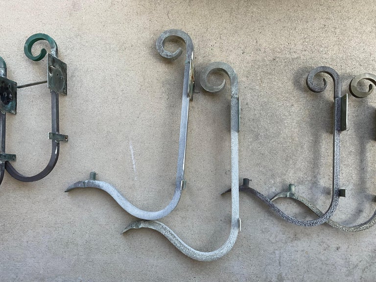 Six Large Brass and Copper Lantern Wall Bracket / Backplate For Sale at ...
