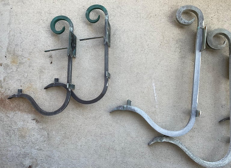 Six Large Brass and Copper Lantern Wall Bracket / Backplate For Sale at ...