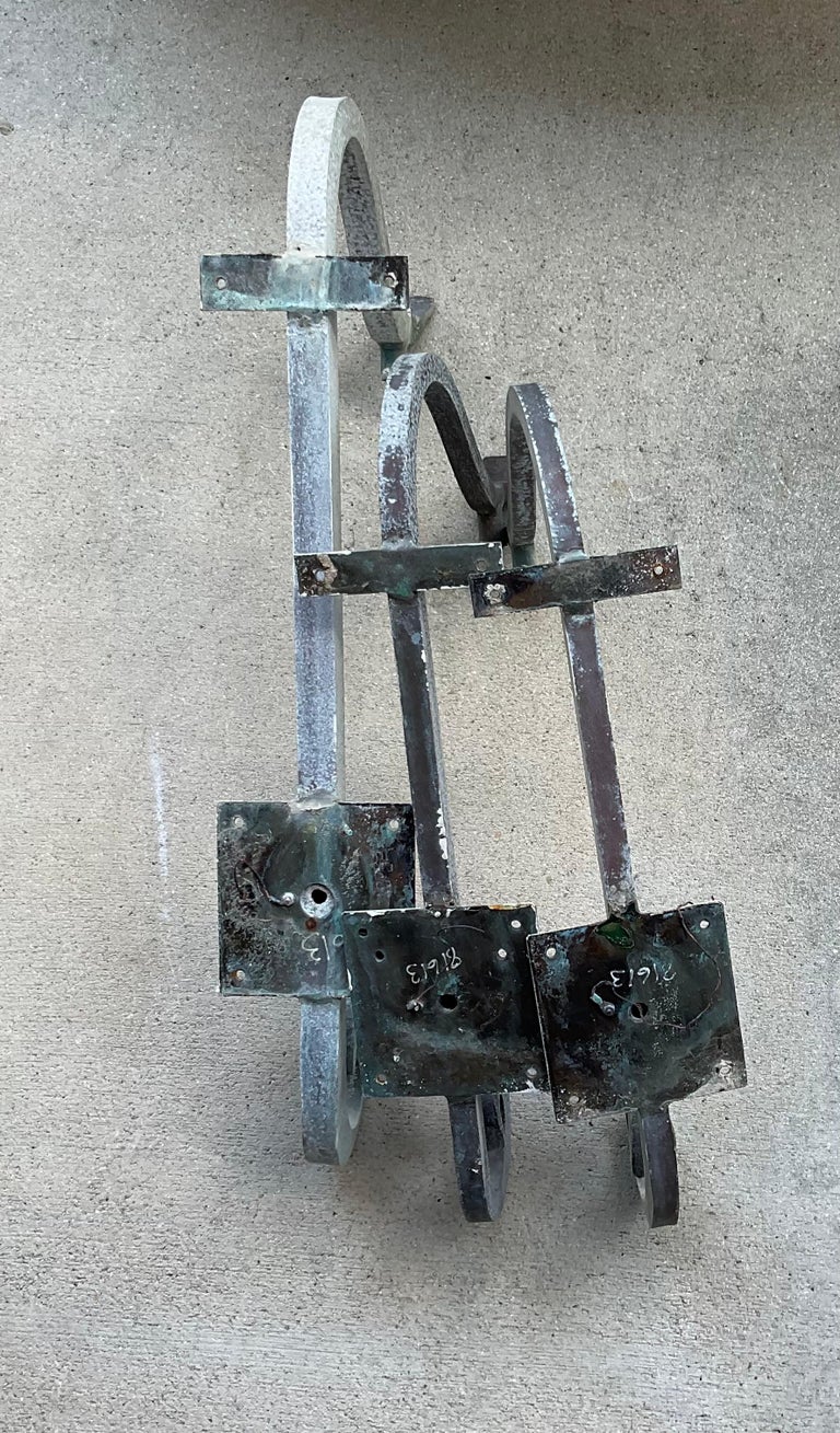 Six Large Brass and Copper Lantern Wall Bracket / Backplate For Sale at ...