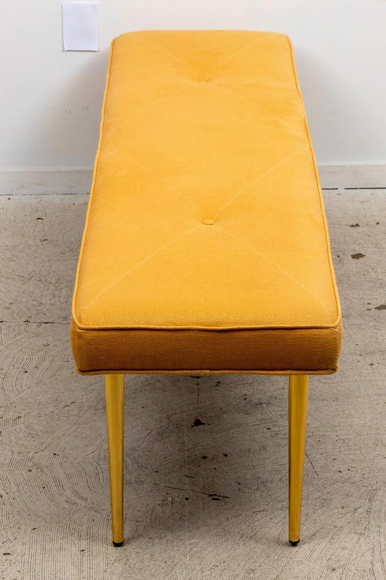 Six Leg Mid-Century Style Upholstered Long Bench For Sale at 1stDibs