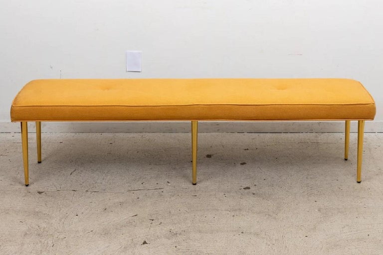 Six Leg Mid-Century Style Upholstered Long Bench For Sale at 1stDibs