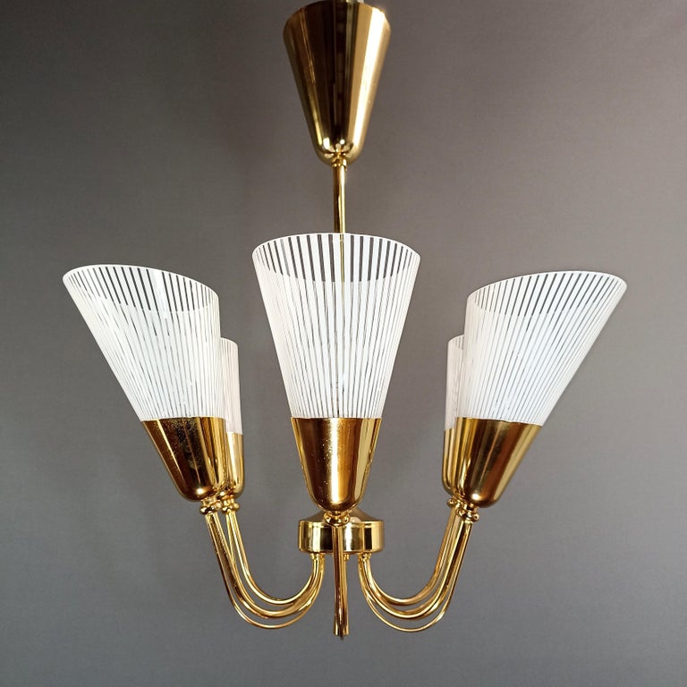 Murano 1960s Half Filigree Glass and Gilded Metal Six-Light Chandelier ...