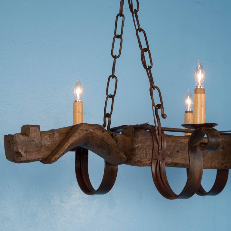 Six-Light Chandelier Made from Vintage Ox Yoke at 1stDibs | ox yoke ...
