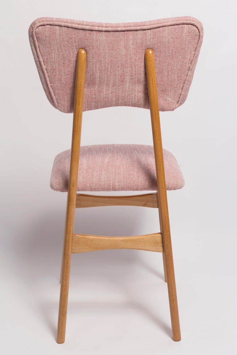 Six Mid-Century Butterfly Dining Chairs, Pink Linen, Light Wood, Europe ...