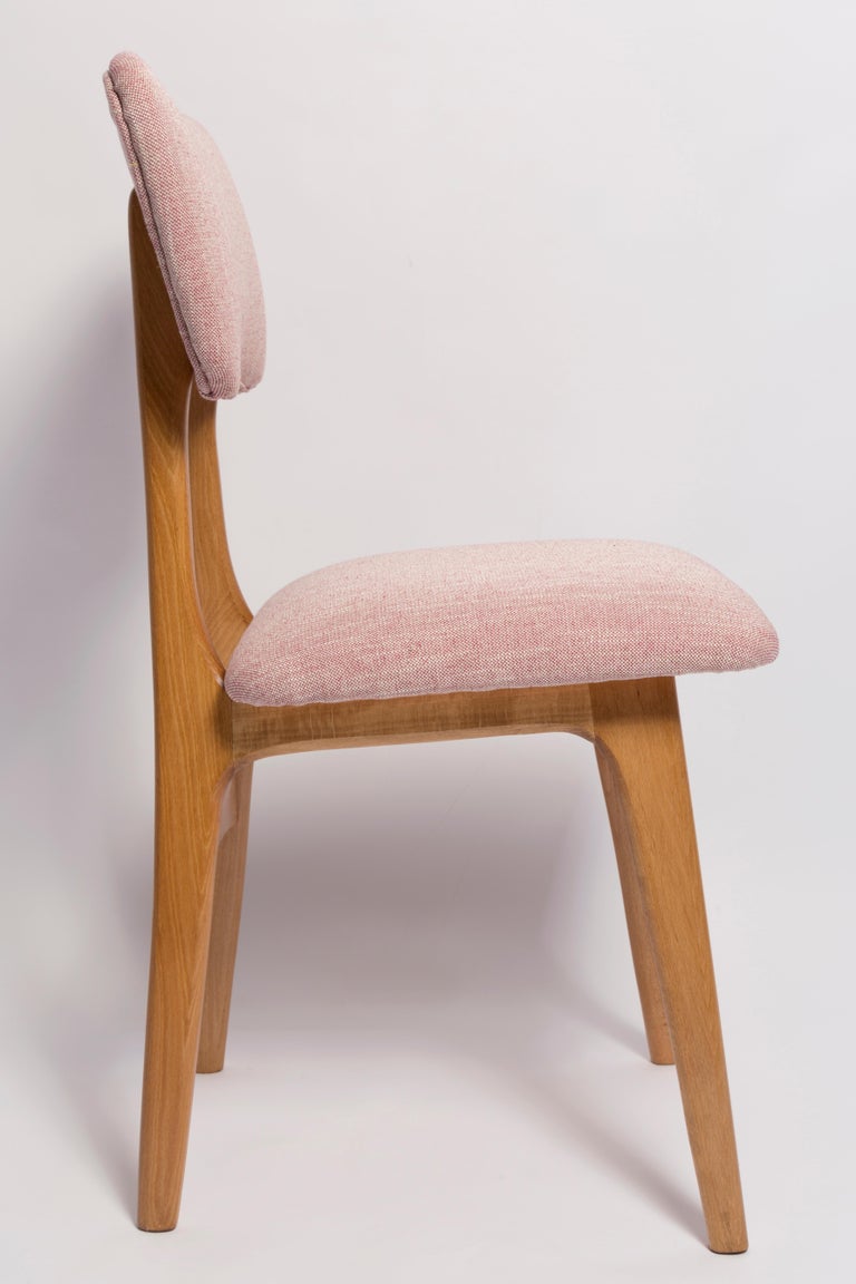 Six Mid-Century Butterfly Dining Chairs, Pink Linen, Light Wood, Europe ...
