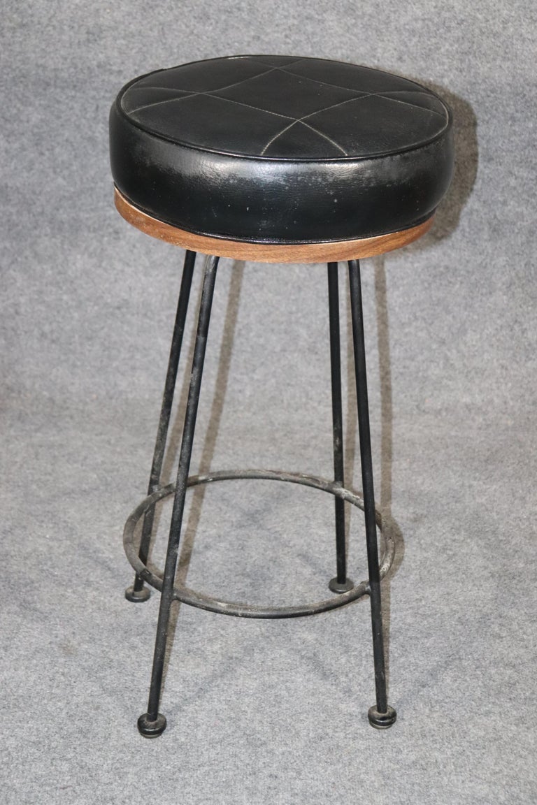 Six Midcentury Iron Stools For Sale at 1stDibs