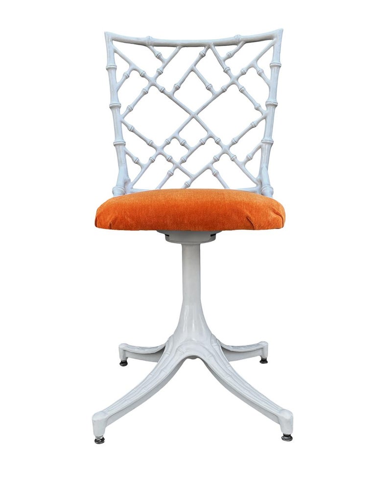 Six Mid Century Modern Faux Bamboo Cast Aluminum Dining Chairs by ...