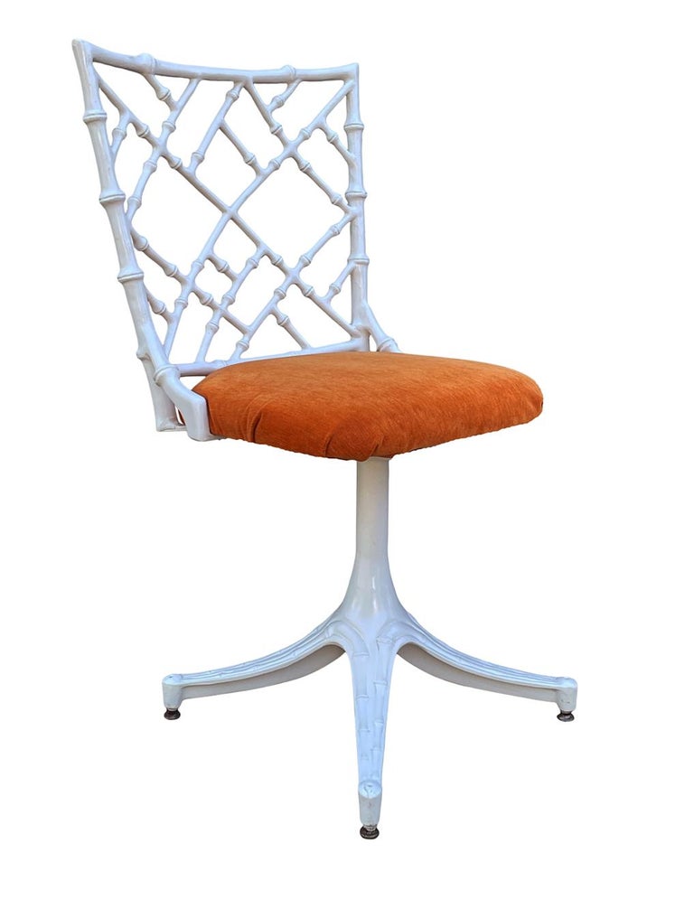 Six Mid Century Modern Faux Bamboo Cast Aluminum Dining Chairs by ...