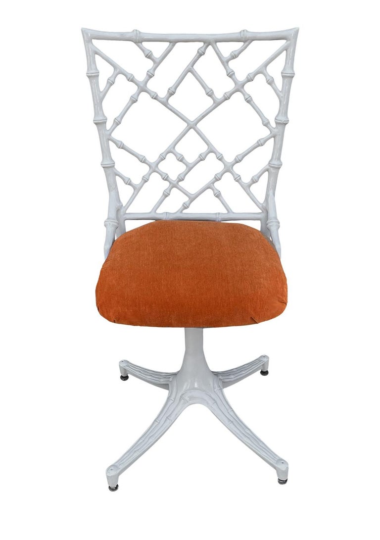 Six Mid Century Modern Faux Bamboo Cast Aluminum Dining Chairs by ...