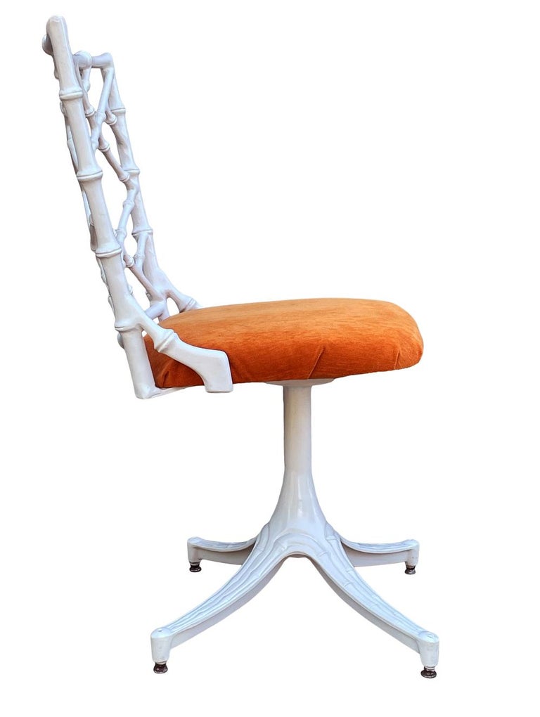 Six Mid Century Modern Faux Bamboo Cast Aluminum Dining Chairs by ...