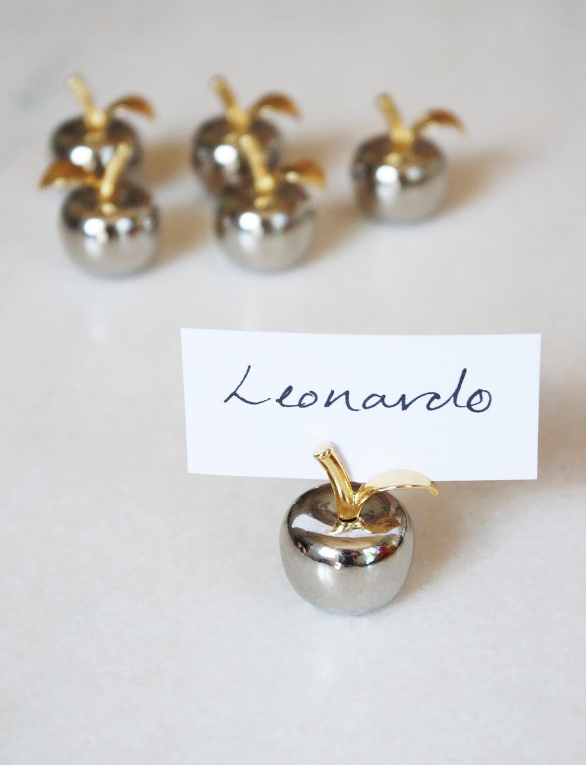 Six Miniature Italian Apple Name Place Holders For Sale at 1stDibs