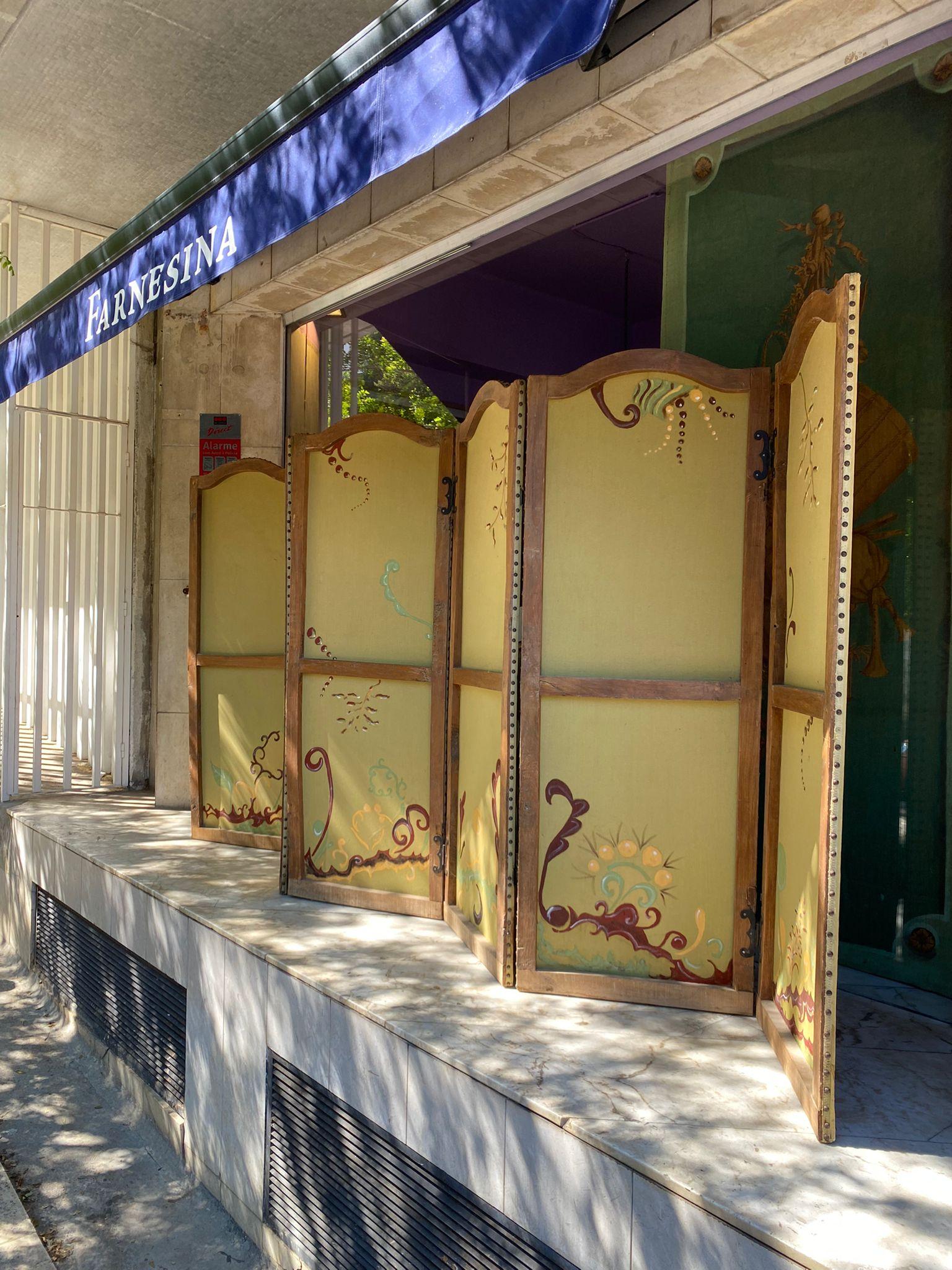 Six-Panel Folding Screen, Painted Fabric with Nailhead Trim, Wooden ...