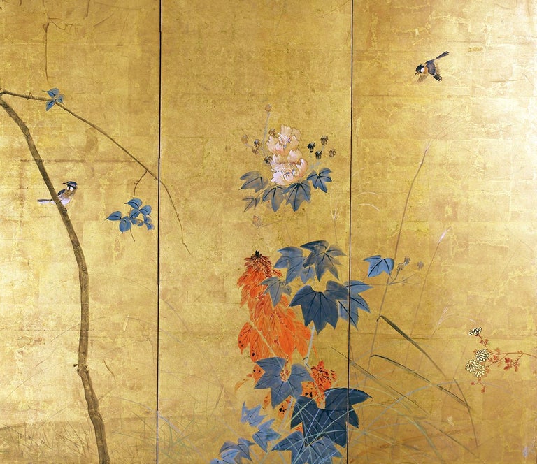 Six Panel Rinpa Japanese School Screen at 1stDibs