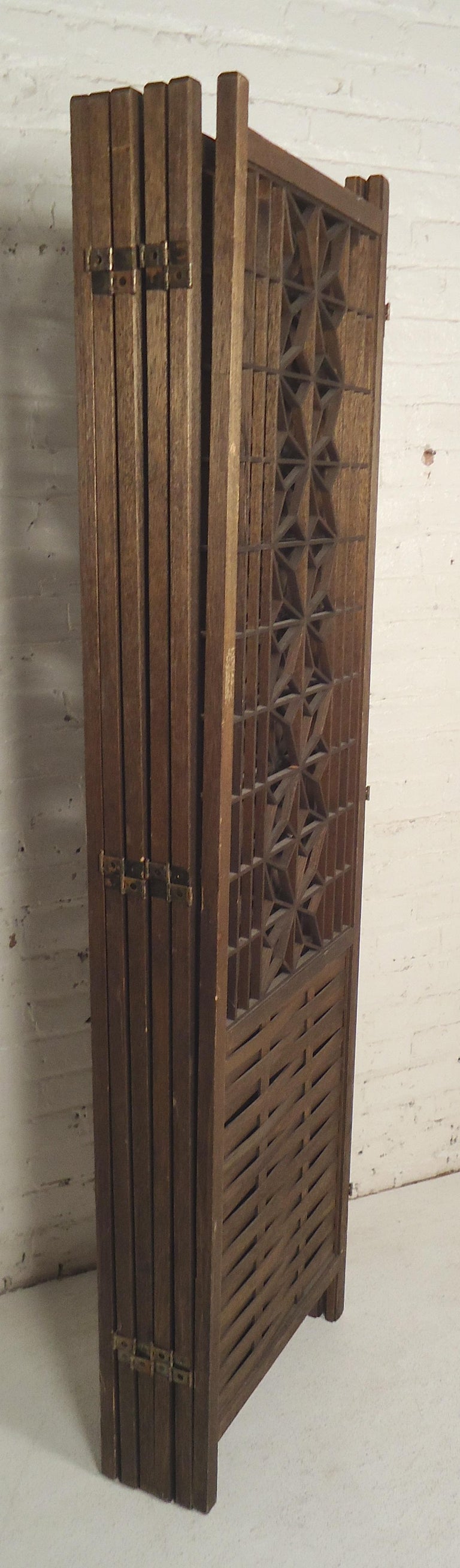 Six Panel Teak Screen For Sale at 1stDibs