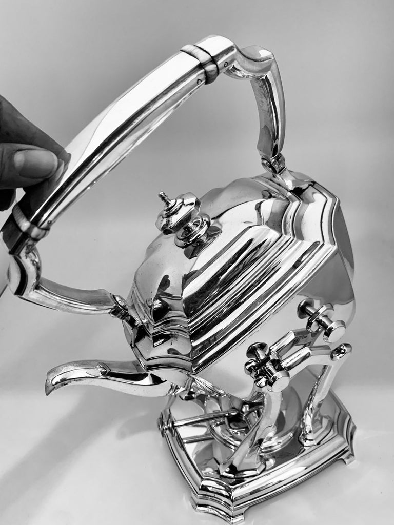 Six-Piece Tiffany and Co. Sterling Silver Kettle on Cradle W Serving ...