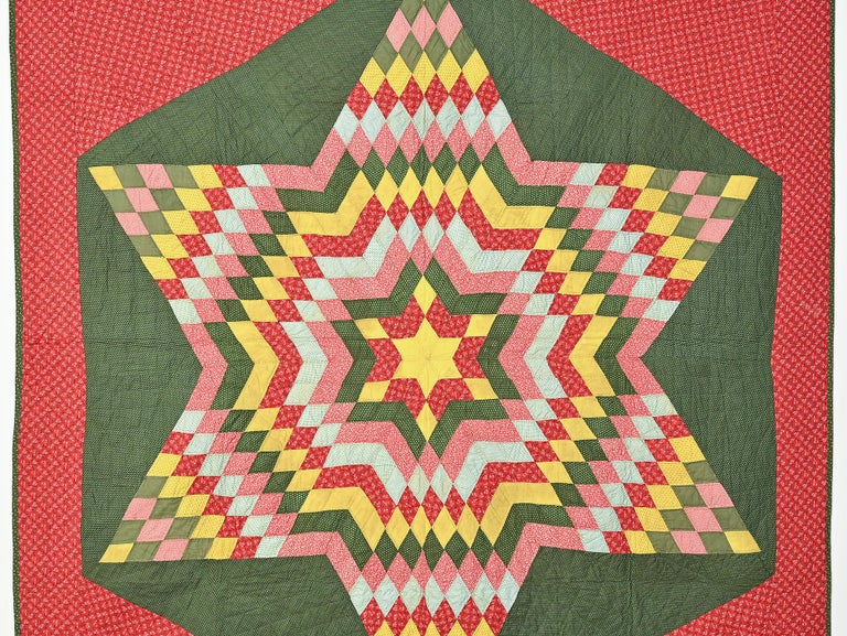 Six Point Star Quilt For Sale at 1stDibs