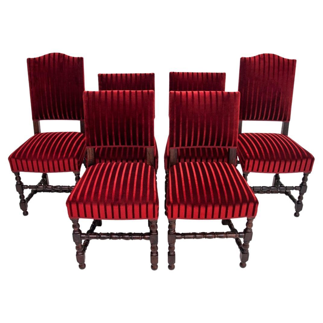 Six Red Dining Chairs in Eclectic Style, circa 1900 For Sale at 1stDibs