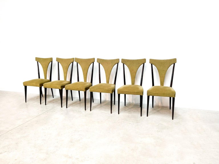 Six Rosewood Elegant Italian Chairs from the 70's For Sale at 1stDibs