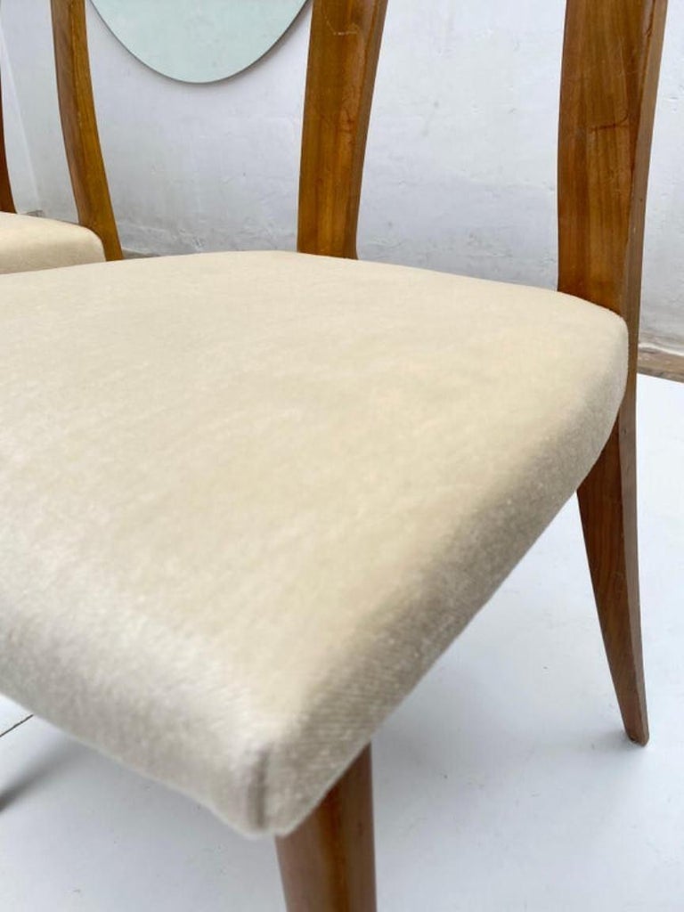 Six Sculptural Form 'Turin School' Walnut and Mohair Dining Chairs ...