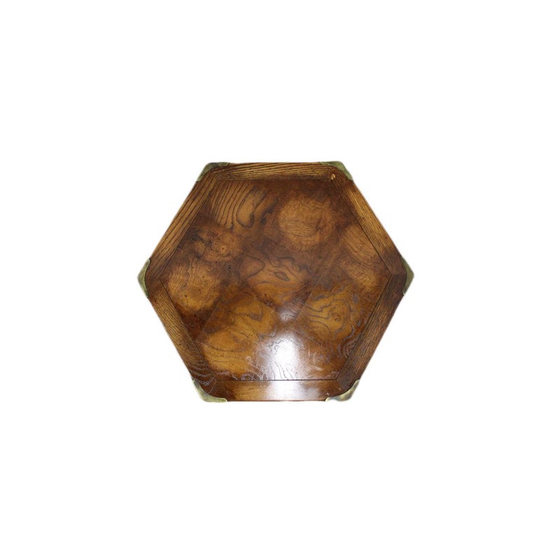 Six Sided Brass Mounted Wood Side Table For Sale at 1stDibs | six sided ...