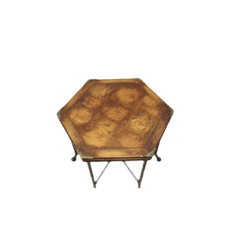 Six Sided Brass Mounted Wood Side Table For Sale at 1stDibs | six sided ...