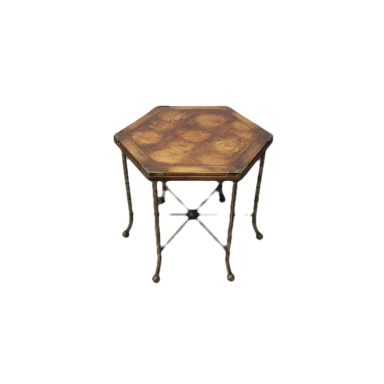 Six Sided Brass Mounted Wood Side Table For Sale at 1stDibs | six sided ...