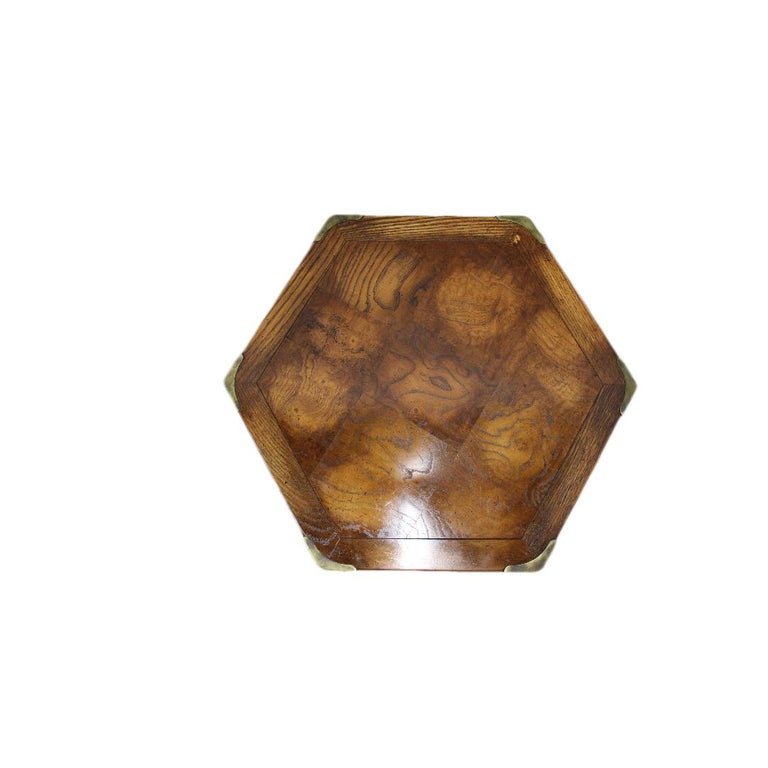 Six Sided Brass Mounted Wood Side Table For Sale at 1stDibs | six sided ...