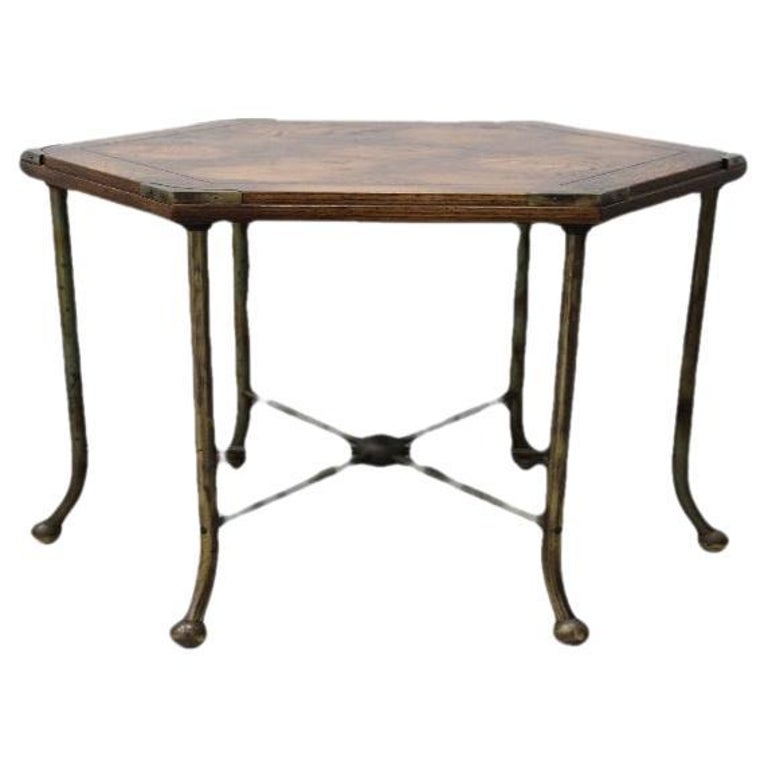 Six Sided Brass Mounted Wood Side Table For Sale at 1stDibs | six sided ...