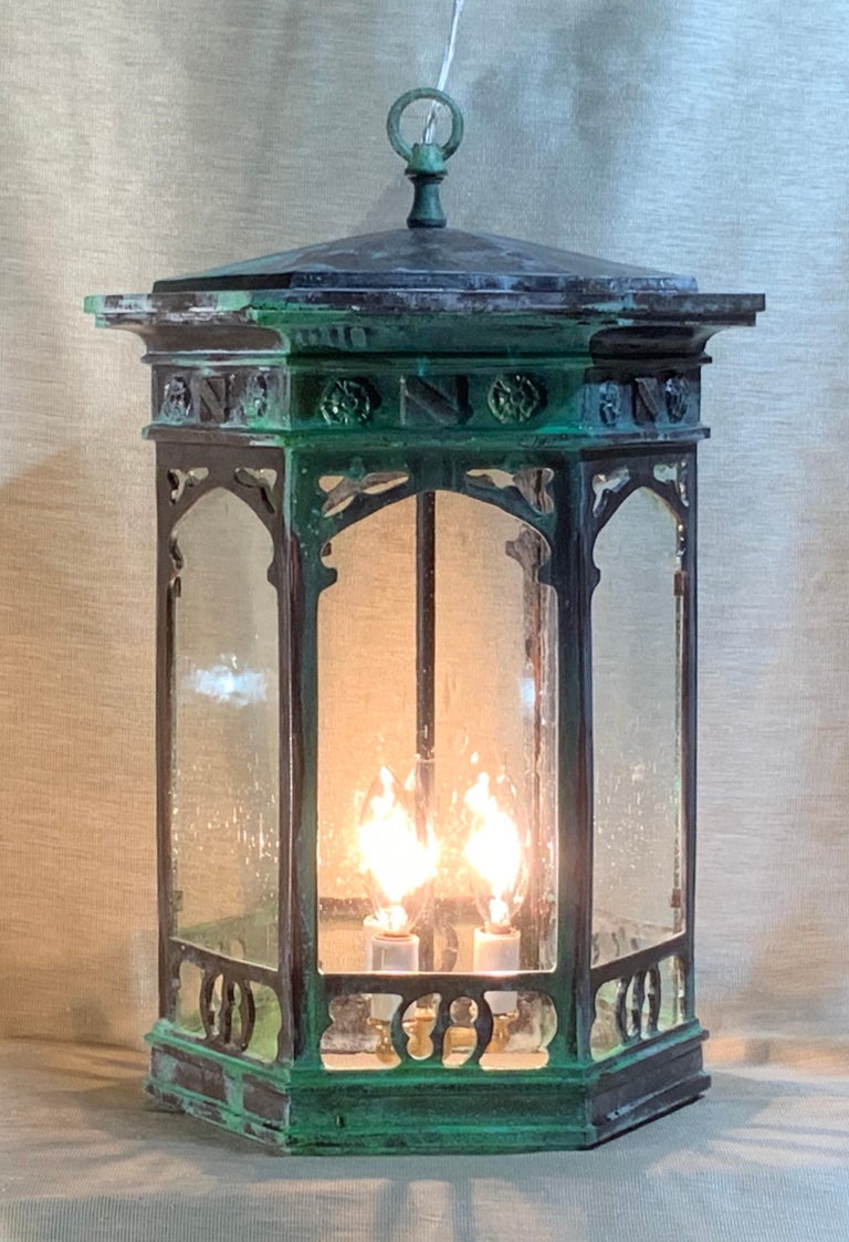 Six Sides Bronze Hanging Lantern at 1stDibs