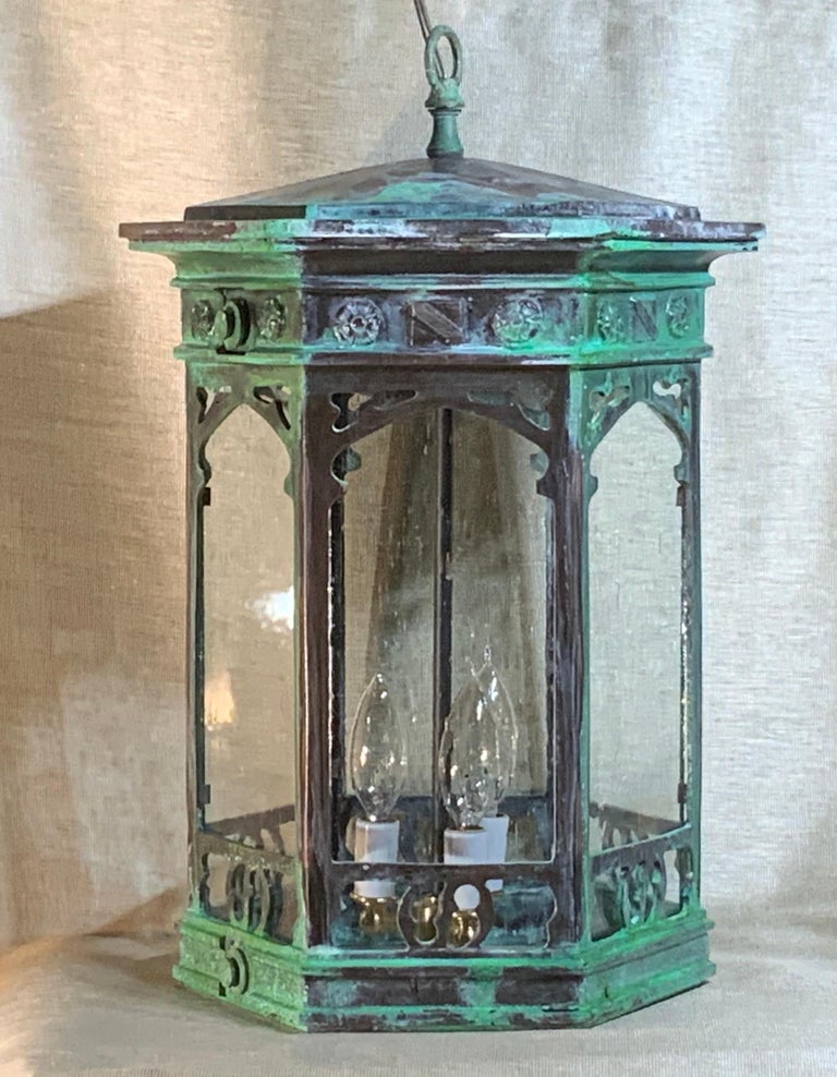 Six Sides Bronze Hanging Lantern at 1stDibs