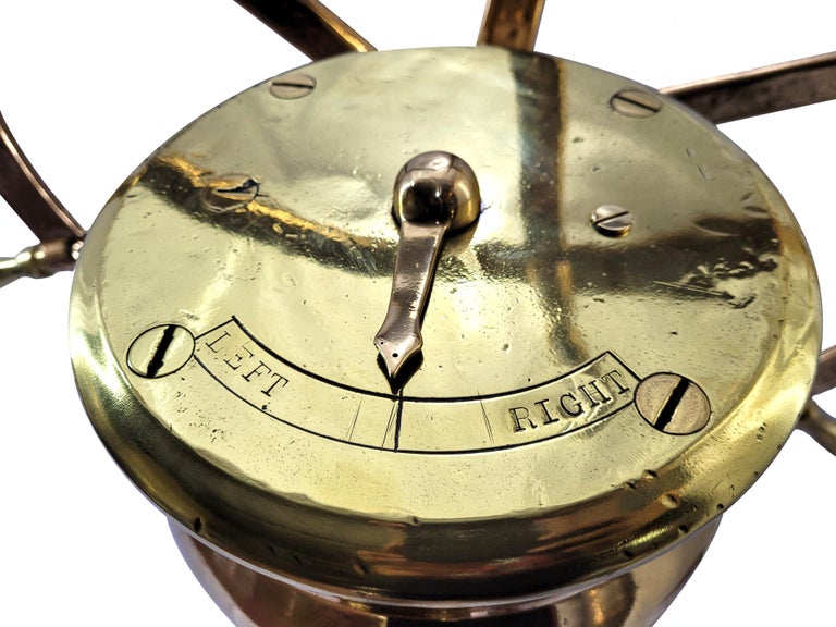 Six Spoke Solid Brass Ships Wheel on Stand For Sale at 1stDibs