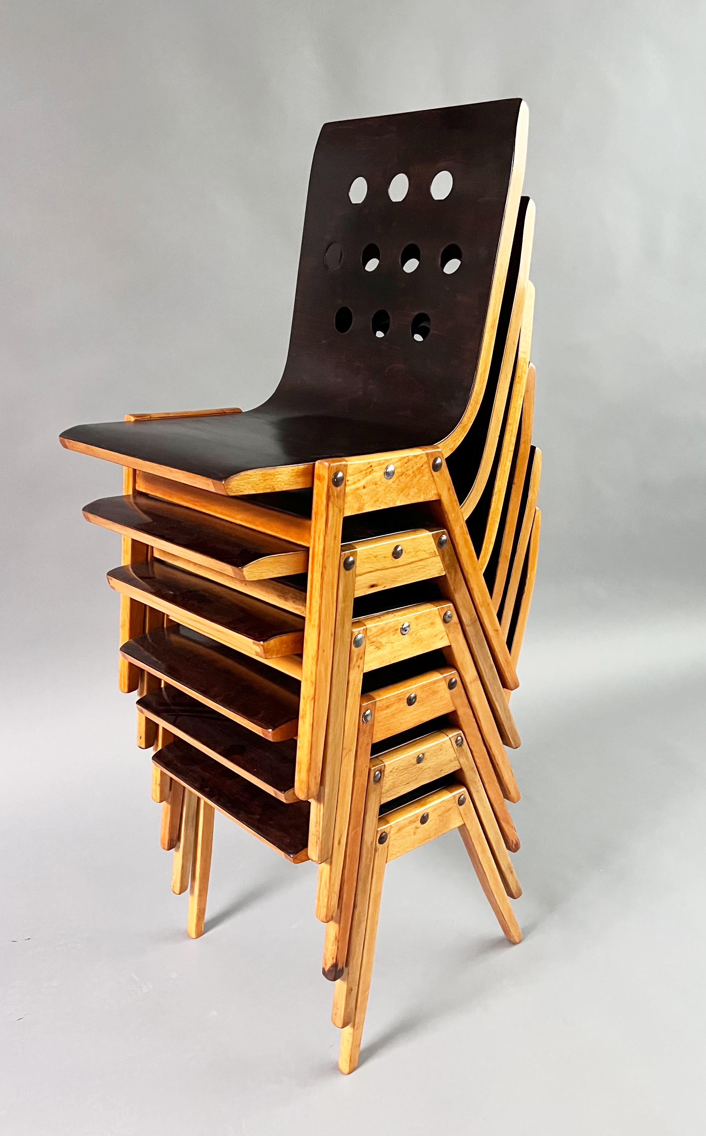 Six Stacking Chairs Roland Rainer Vienna 1955 For Sale at 1stDibs