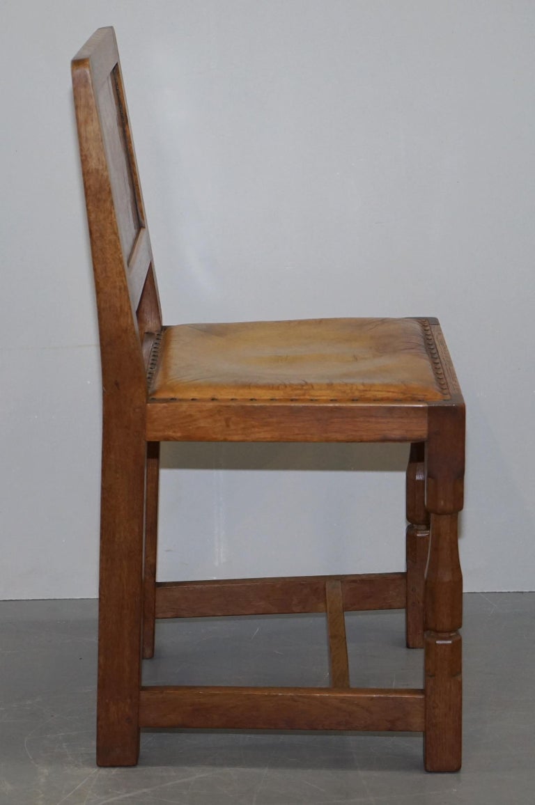 Six Very Rare 1950s Honeycomb Oak Robert Mouseman Thompson Dining ...