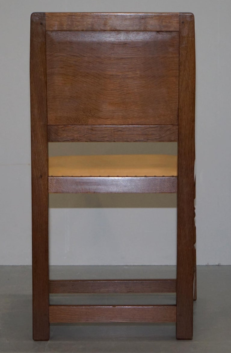 Six Very Rare 1950s Honeycomb Oak Robert Mouseman Thompson Dining ...