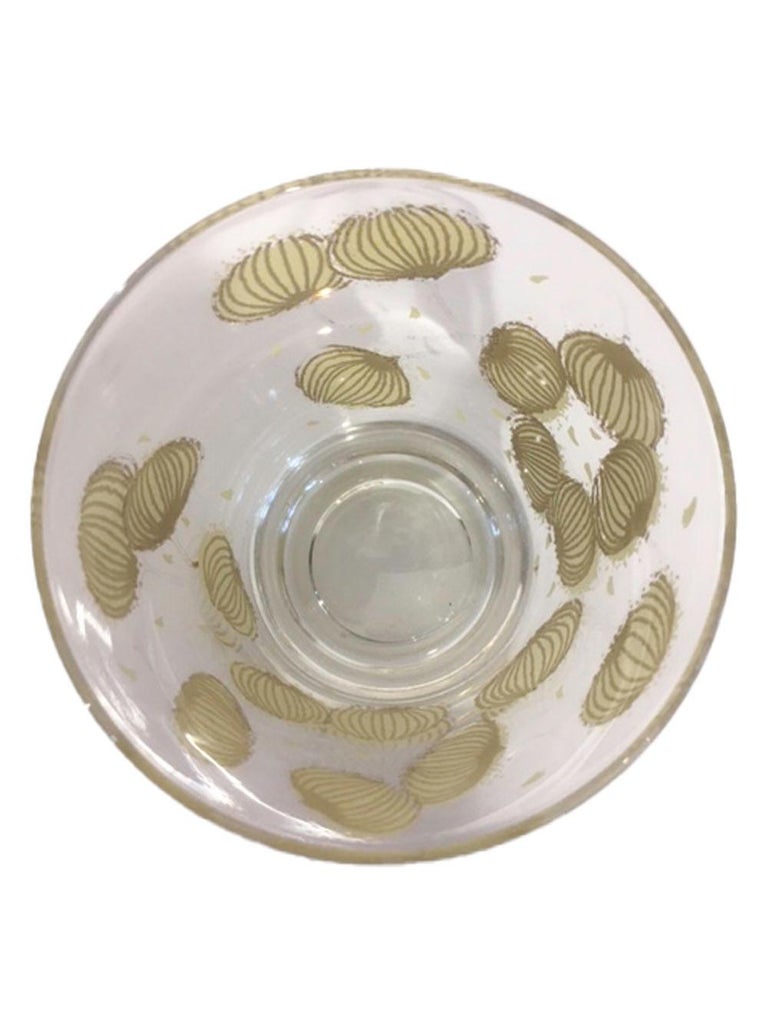 Six Vintage Fred Press Old Fashioned Glasses with Tan Enamel and 22 ...