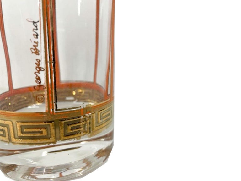 Six Vintage Georges Briard Highball Glasses with Columns, Arches and ...