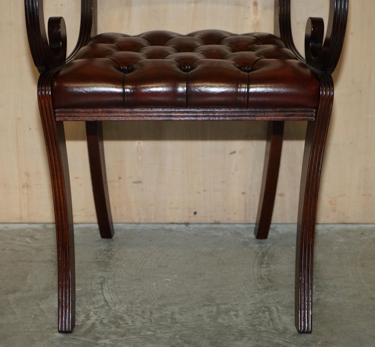 Six Vintage Restored Hand Dyed Brown Leather Chesterfield Tufted Dining ...