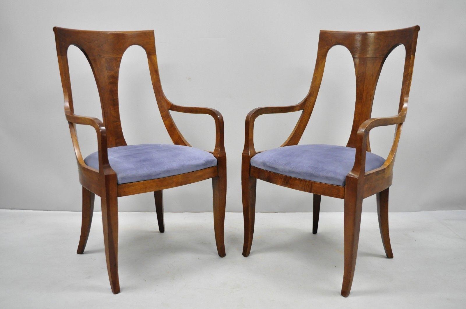 Six Walnut Regency Style Curved Back Dining Room Chairs with Saber Legs ...