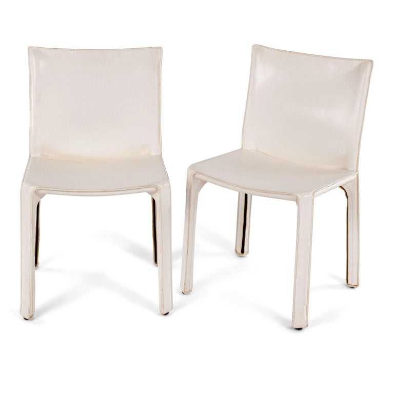Six White Vintage Mario Bellini Cab 412 Side Chairs at 1stDibs | white ...