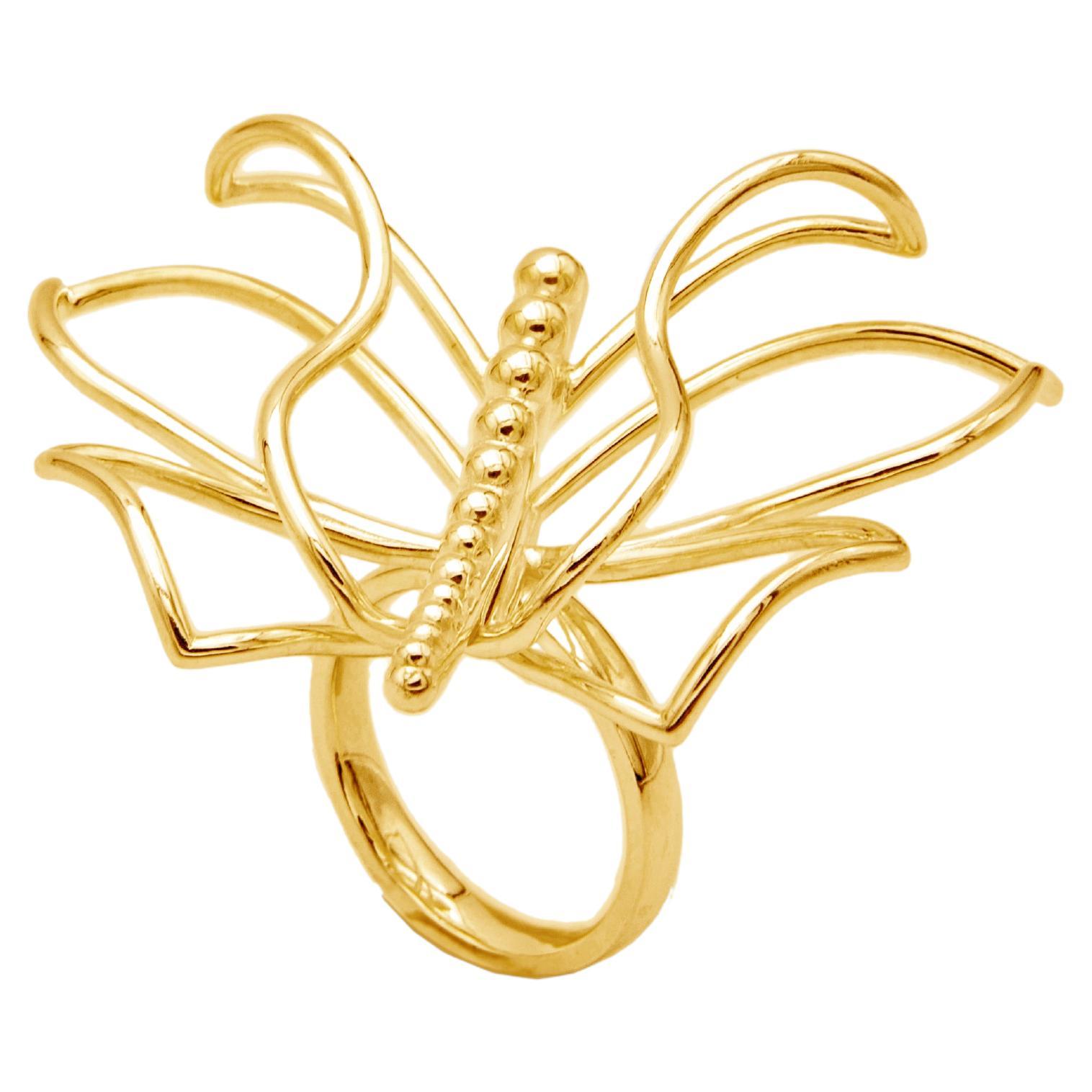 Customizable Six Wings 925 Silver Ring Big Butterfly Luna 'Moon' For ...