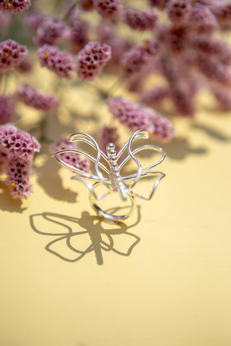 Customizable Six Wings 925 Silver Ring Big Butterfly Luna 'Moon' For ...