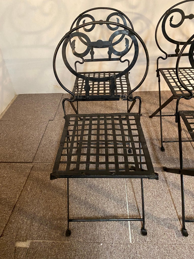 Six Wrought Iron Chairs, French, 20th Century For Sale at 1stDibs